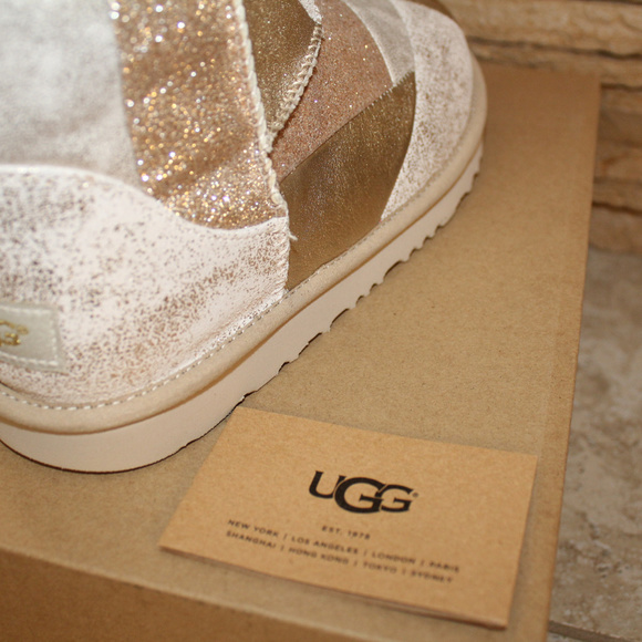 UGG | Shoes | Ugg Leather Patchwork Boots Girls Gold | Poshmark